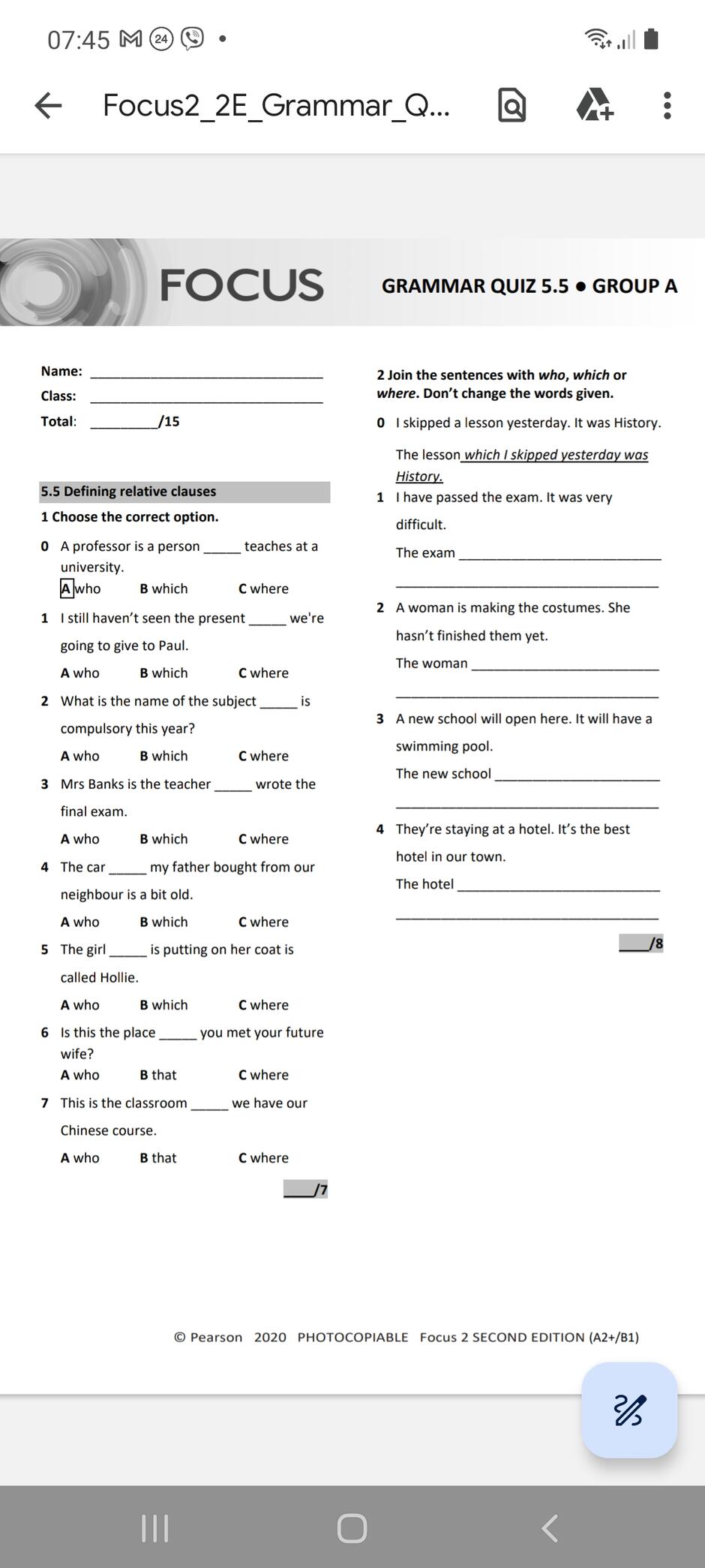 Focus 2 Grammar 5.5 | Урок на 1 завдання. Англійська мова