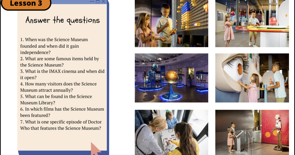 Inventions and discoveries (Lesson 3. Science museum. Reading+speaking ...