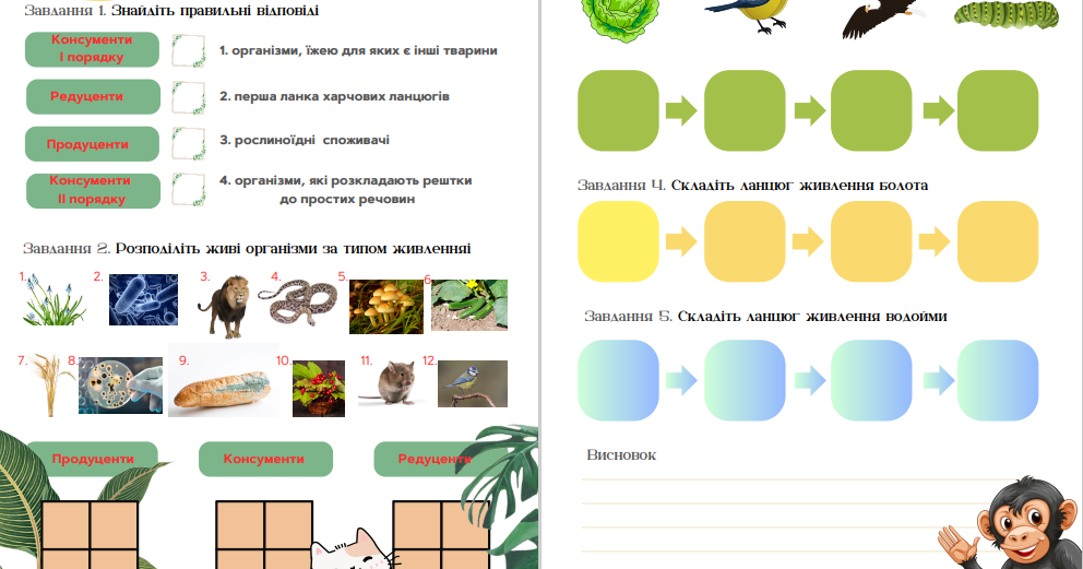 Практична робота №4 Складання ланцюгів живлення Інші методичні матеріали Пізнаємо природу
