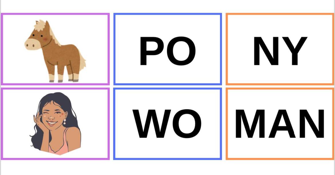 Worksheet Matching V/CV open syllables with two-syllable syllables ...