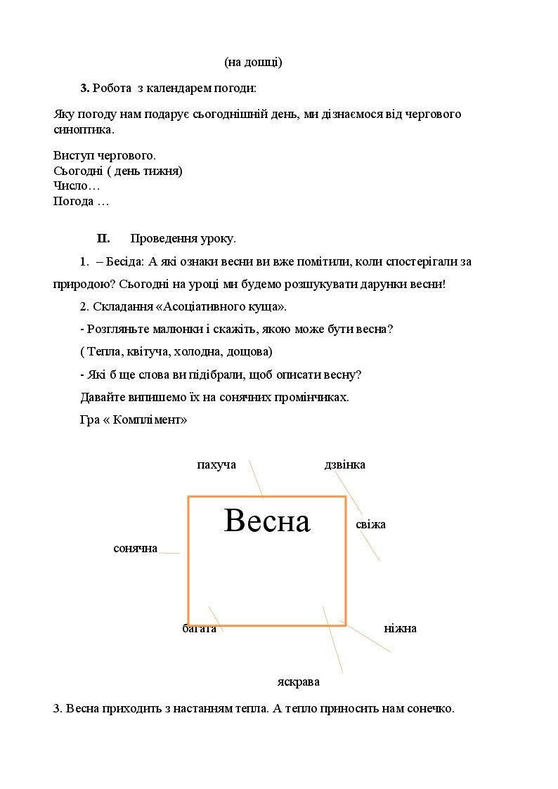Конспект уроку на тему: "Що приносить нам весна?" | Конспект. Я ...