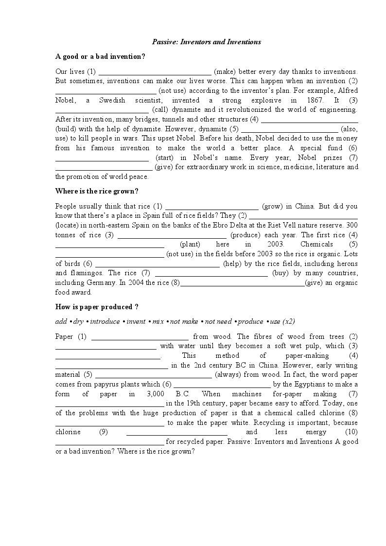 Passive Voice. Exercises (text with missing gaps) | Тест. Різне