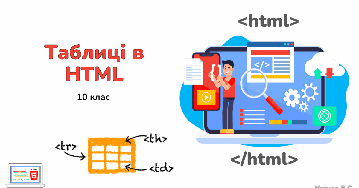 10 клас. Таблиці в HTML. Презентація+Практичне | Презентація. Інформатика