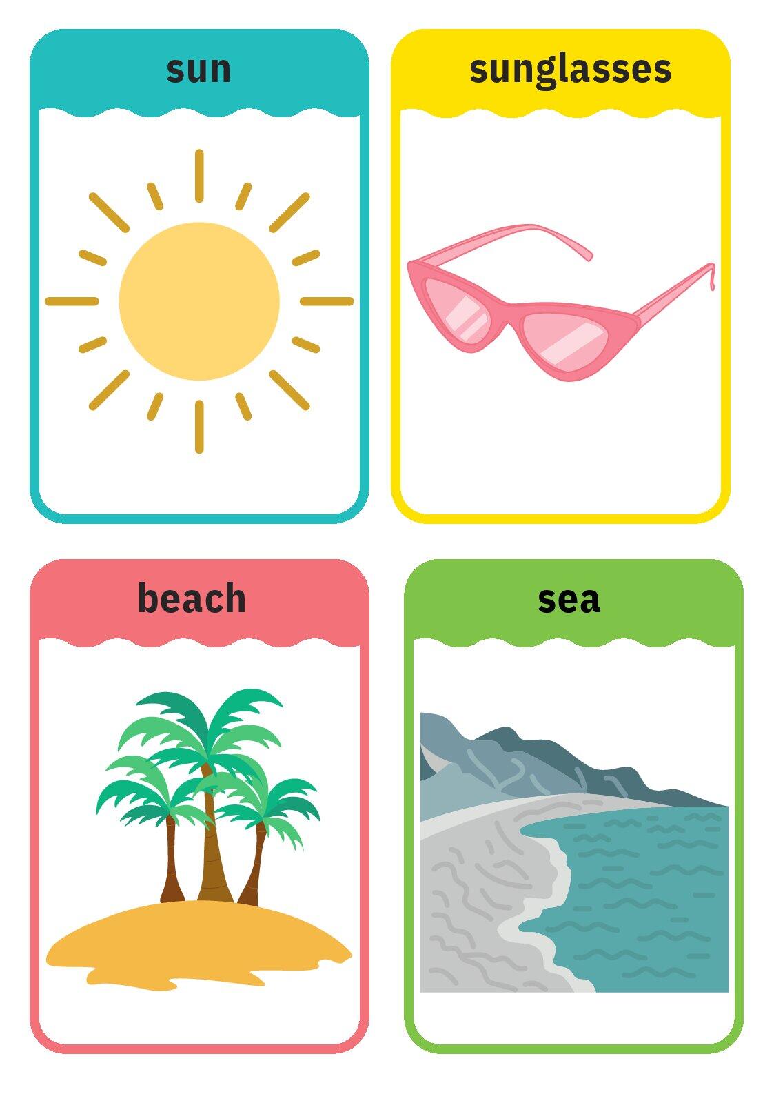 Summer visual vocabulary cards | Ілюстрації. Англійська мова
