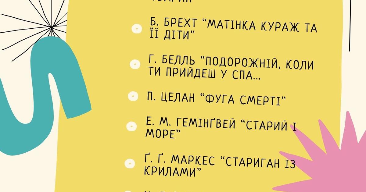 Література на літо для 11 класу | Інші методичні матеріали. Зарубіжна ...
