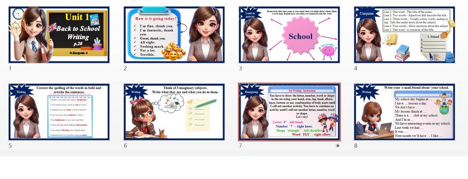 Презентація " Back to School. Writing. Unit 1, Lesson 9 " | Презентація ...