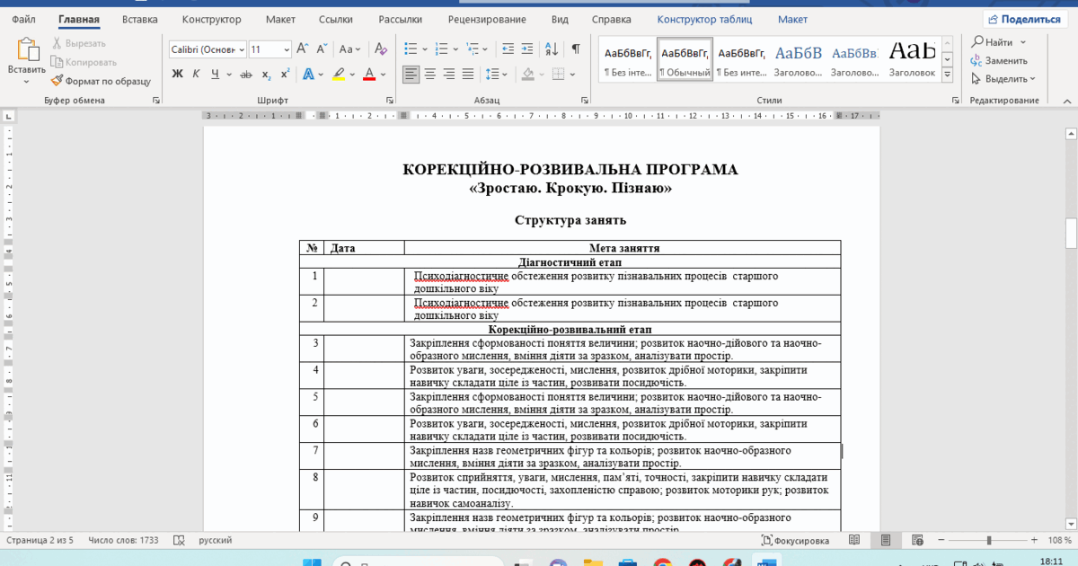 Календарне планування корекційних занять Корекція розвитку старша група Різне