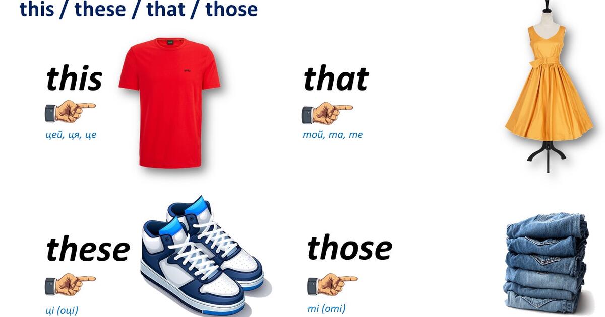Introductive demonstratives this, that, these, those + clothes | Інші ...