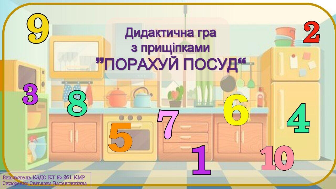 Дидактична гра ПОРАХУЙ ПОСУД Інші методичні матеріали Дошкільна освіта