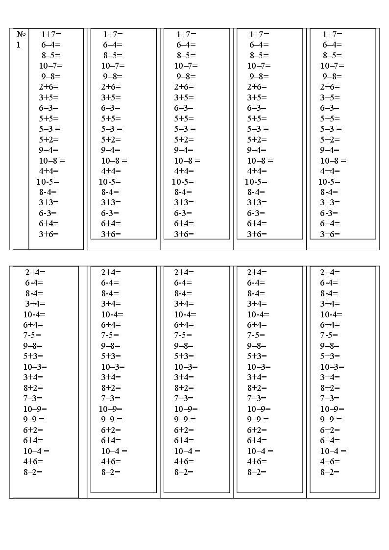Приклади на додавання і віднімання в межах 10 Різне