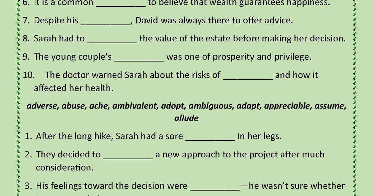 НМТ Vocabulary Exercises Confused words with A. | Тест. Англійська мова