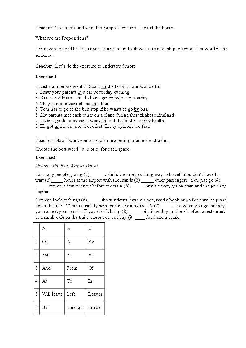 Конспект уроку англійської мови " Travelling. Prepositions" 6 клас ...